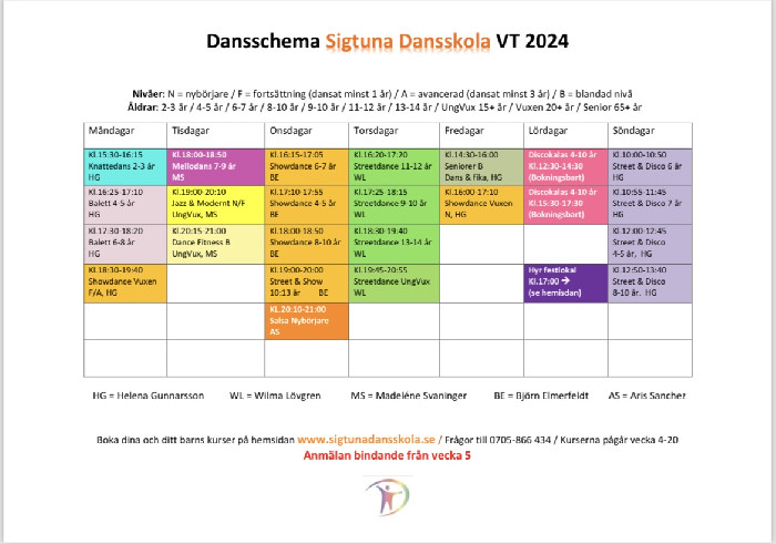 Schema VT 2024 är klart! :: Sigtuna Dansskola